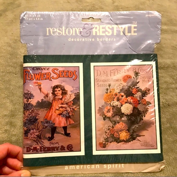 Wall Decor | Vintage Flower Seed Packet Art Border Wallpaper | Poshmark